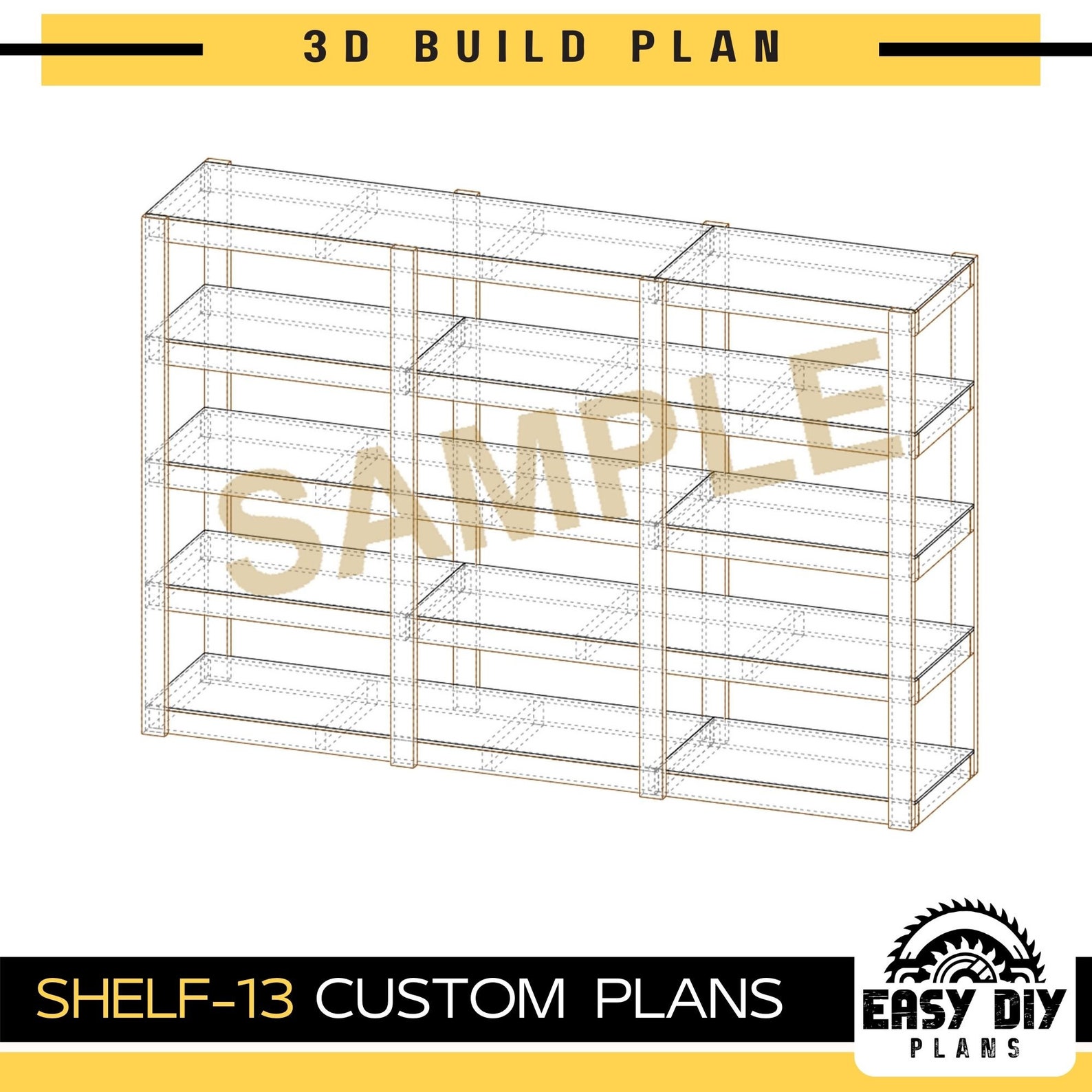 Custom DIY Shelf Storage PLANS Custom Plan Drawing Easy Shelf Custom ...