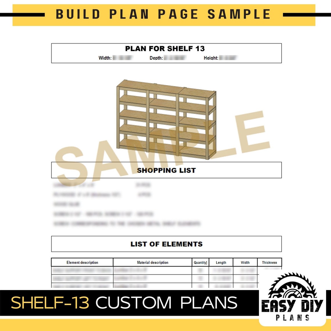 Custom DIY Shelf Storage PLANS Custom Plan Drawing Easy Shelf Custom ...
