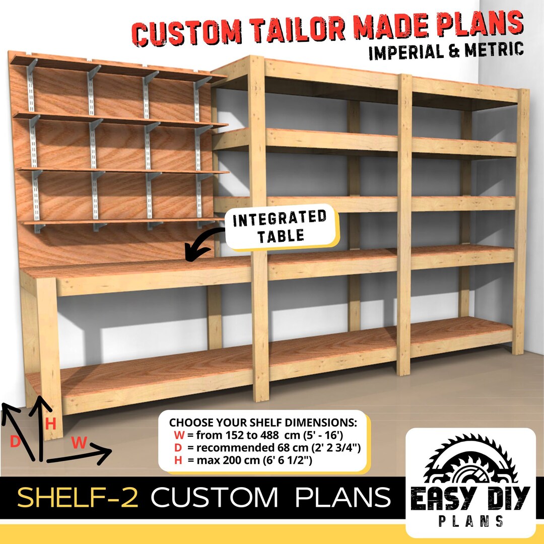 Shelf Workbench Storage Custom PLANS DIY Garage Storage Diy Shelves ...