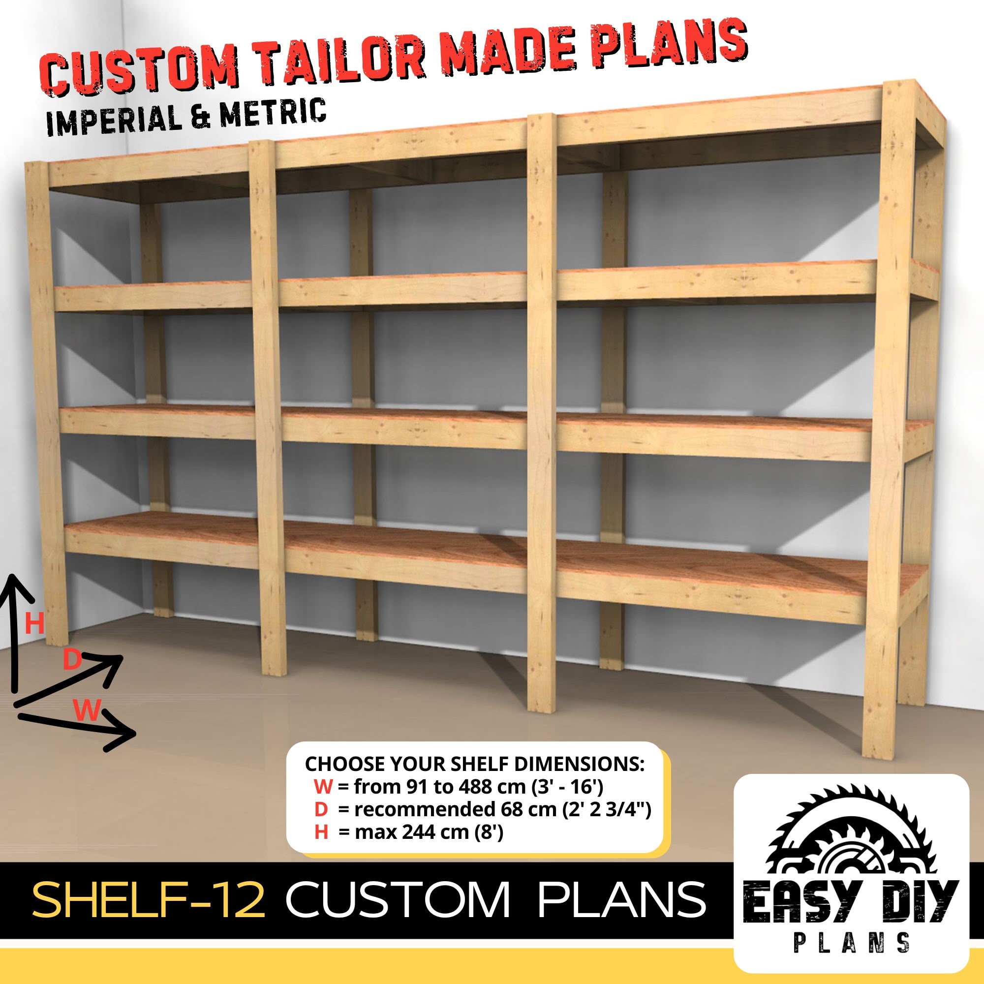 DIY Shelves PLANS CUSTOM Diy Plans Garage Storage Shelf Garage ...