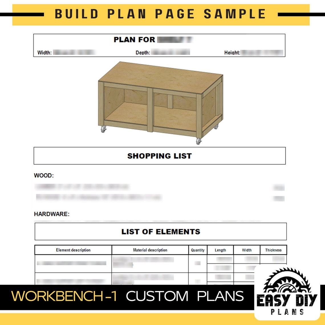 Workbench Plan DIY CUSTOM Diy Workbench on Wheels Custom Plans Garage ...