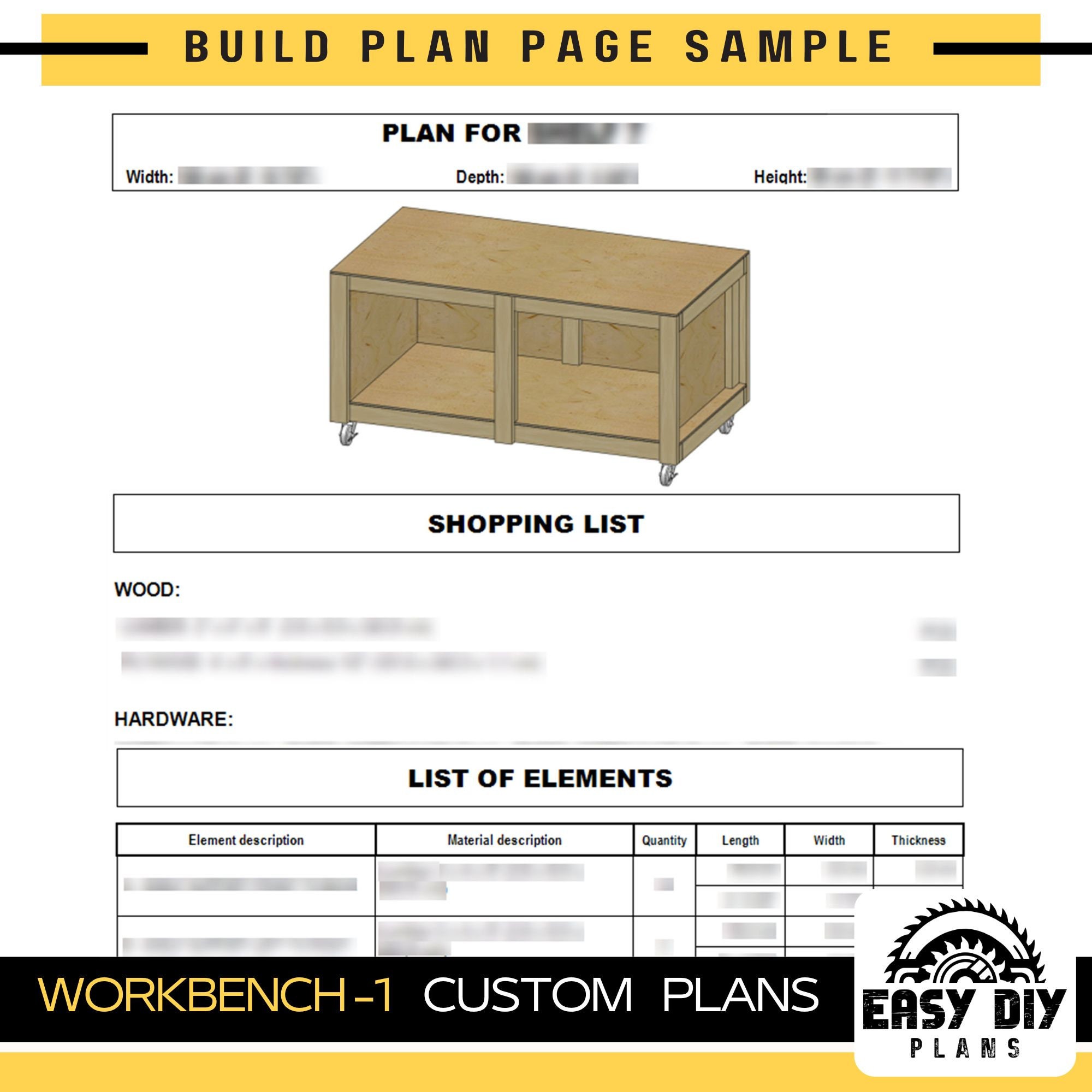 Workbench Plan DIY CUSTOM Diy Workbench on Wheels Custom Plans Garage ...