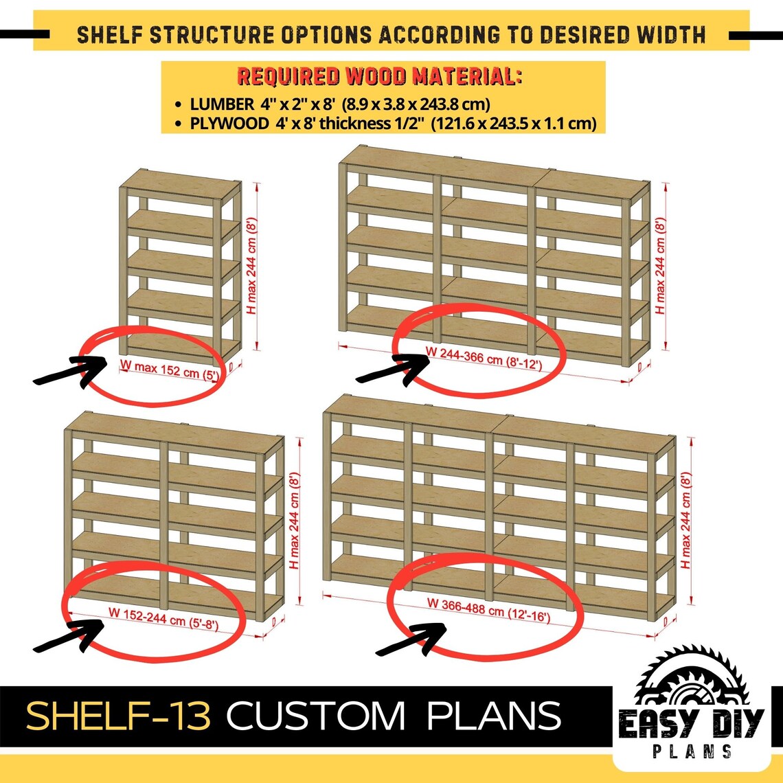 Custom DIY Shelf Storage PLANS Custom Plan Drawing Easy Shelf Custom ...