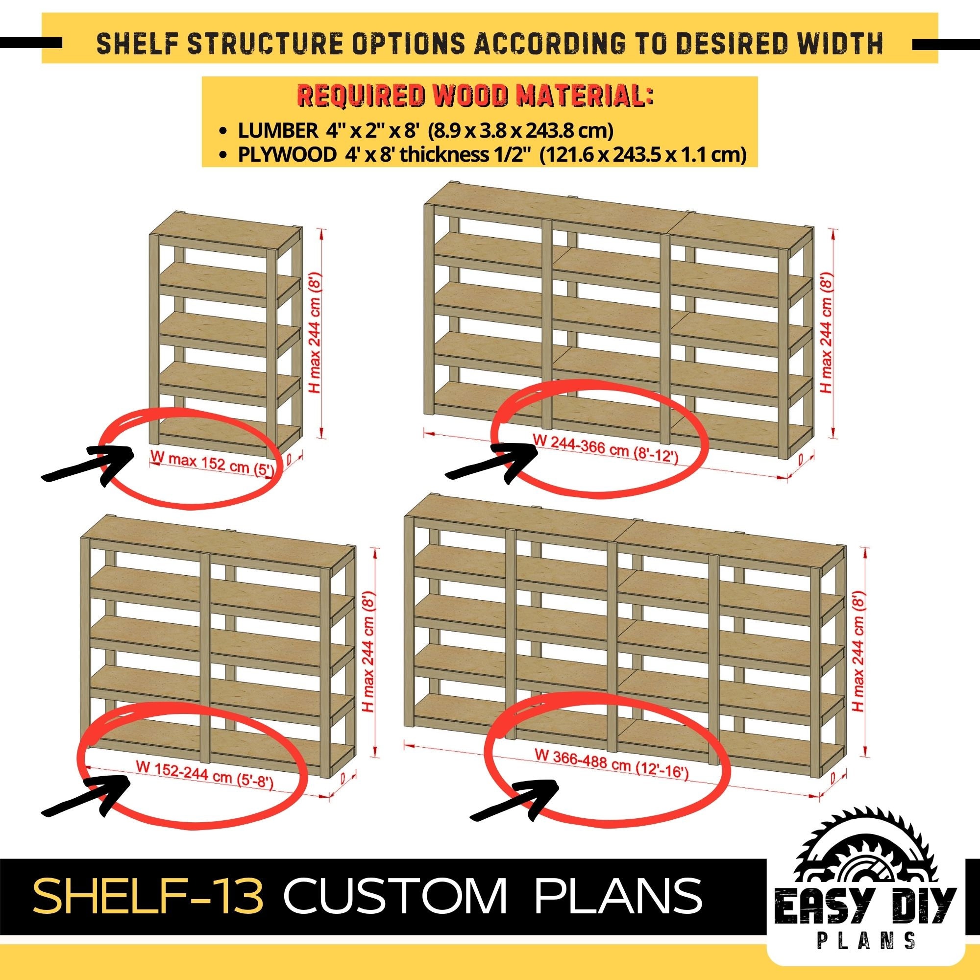 Custom DIY Shelf Storage PLANS Custom Plan Drawing Easy Shelf Custom ...