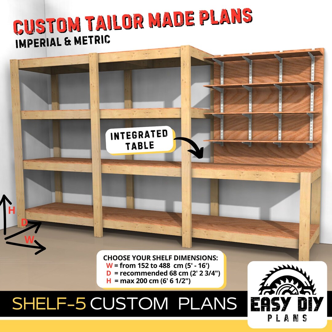 DIY CUSTOM Designs Diy Garage Shelf Plan Diy Plans Garage Workbench Diy ...