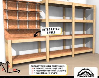 Custom DIY Workbench & Storage PLANS Diy Easy Shelf Custom Plans Garage ...