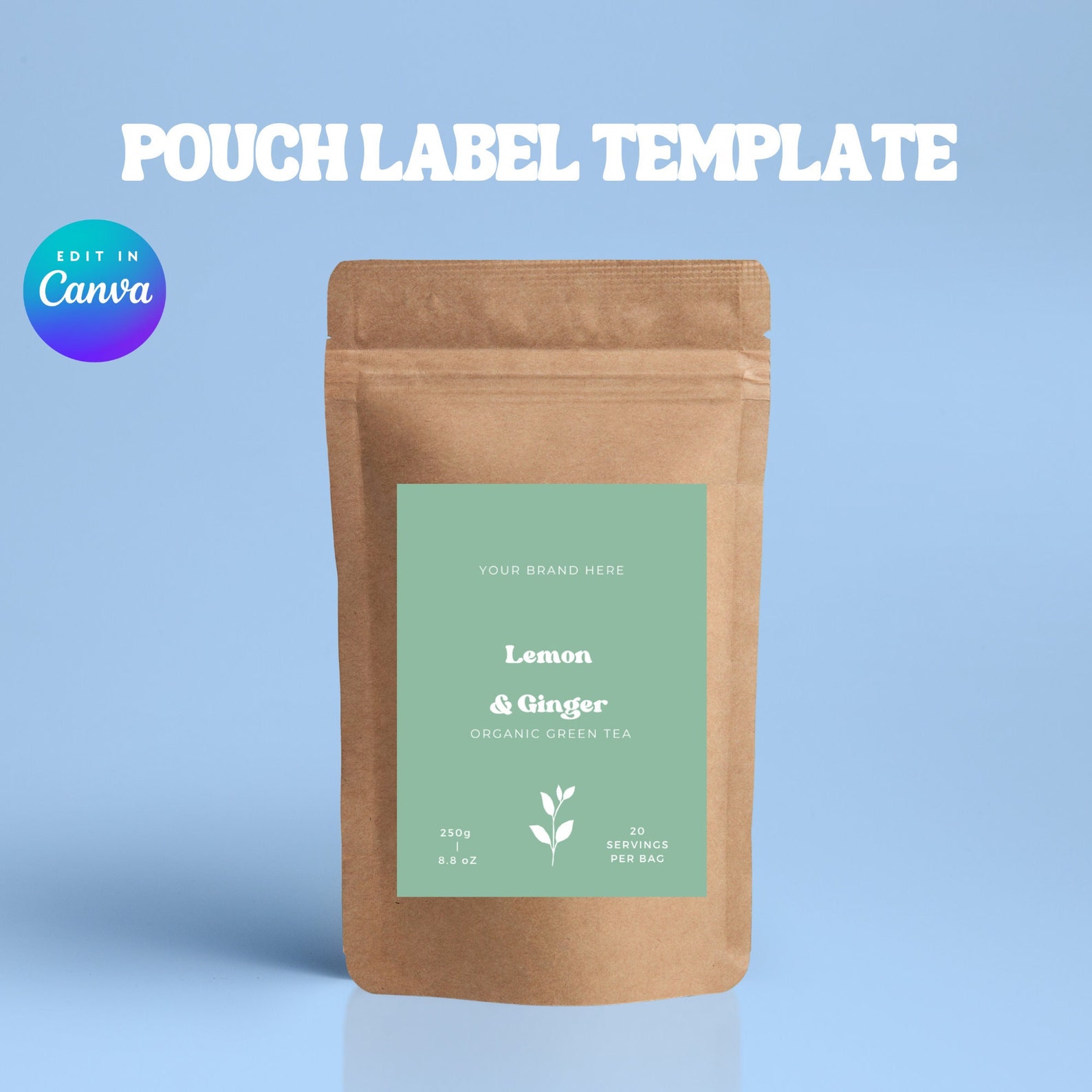 Colourful Editable Pouch Label Template, CANVA, Tea Coffee Pouch Label ...