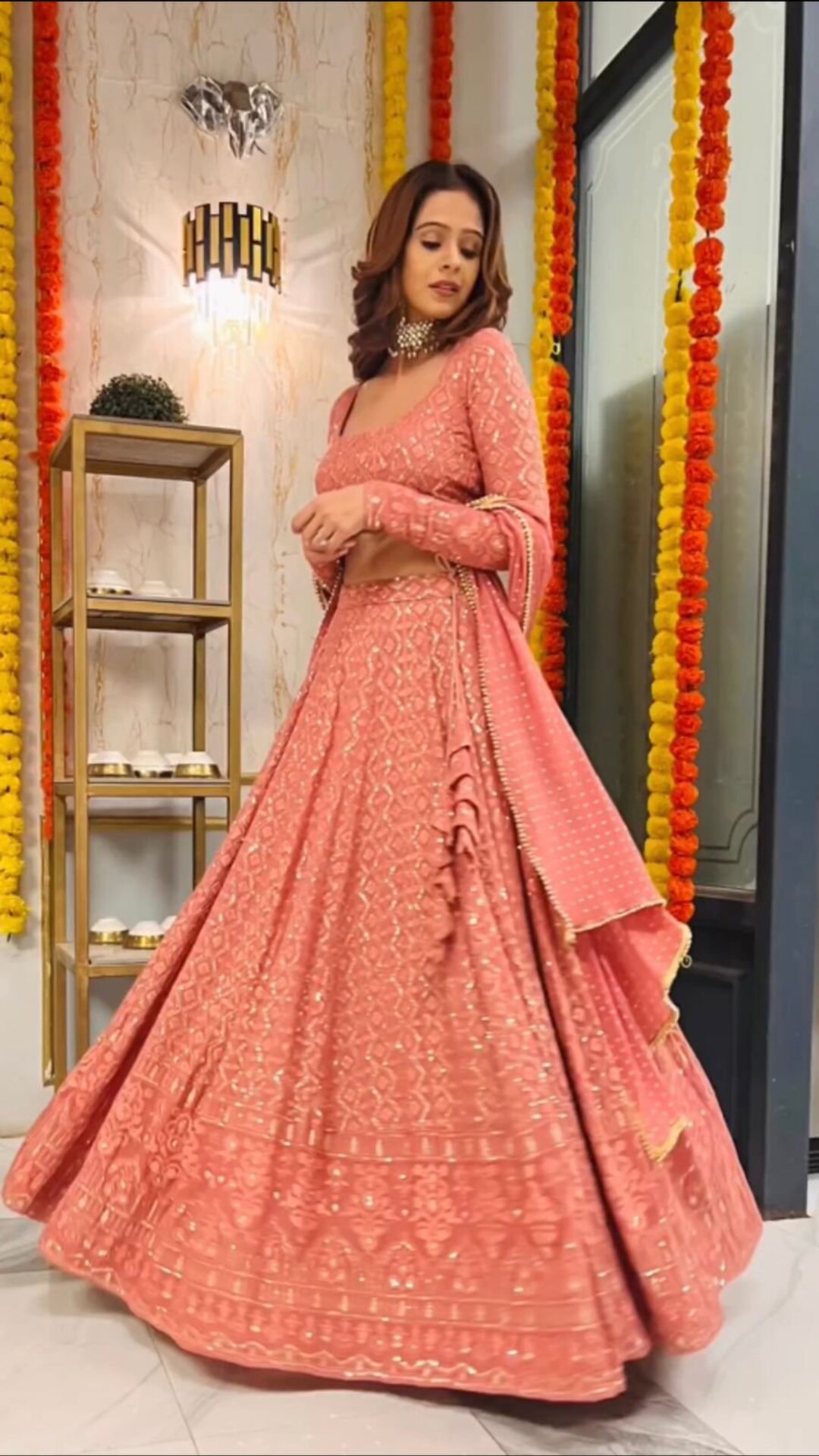 Peach Lehenga Choli for Women Ready to Wear Chania Choli for Girl ...