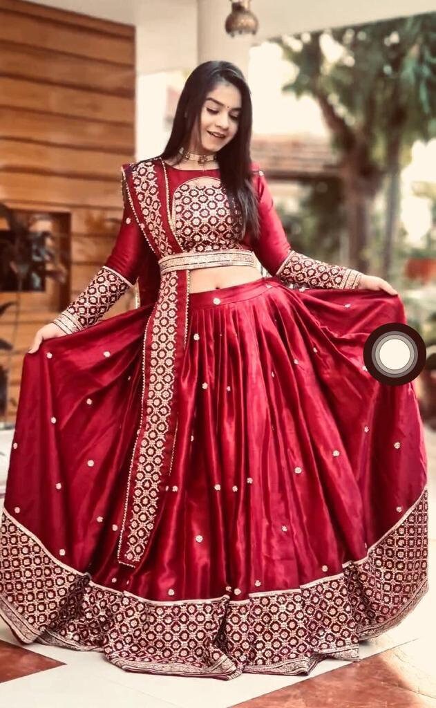 Plain Red Lehengas