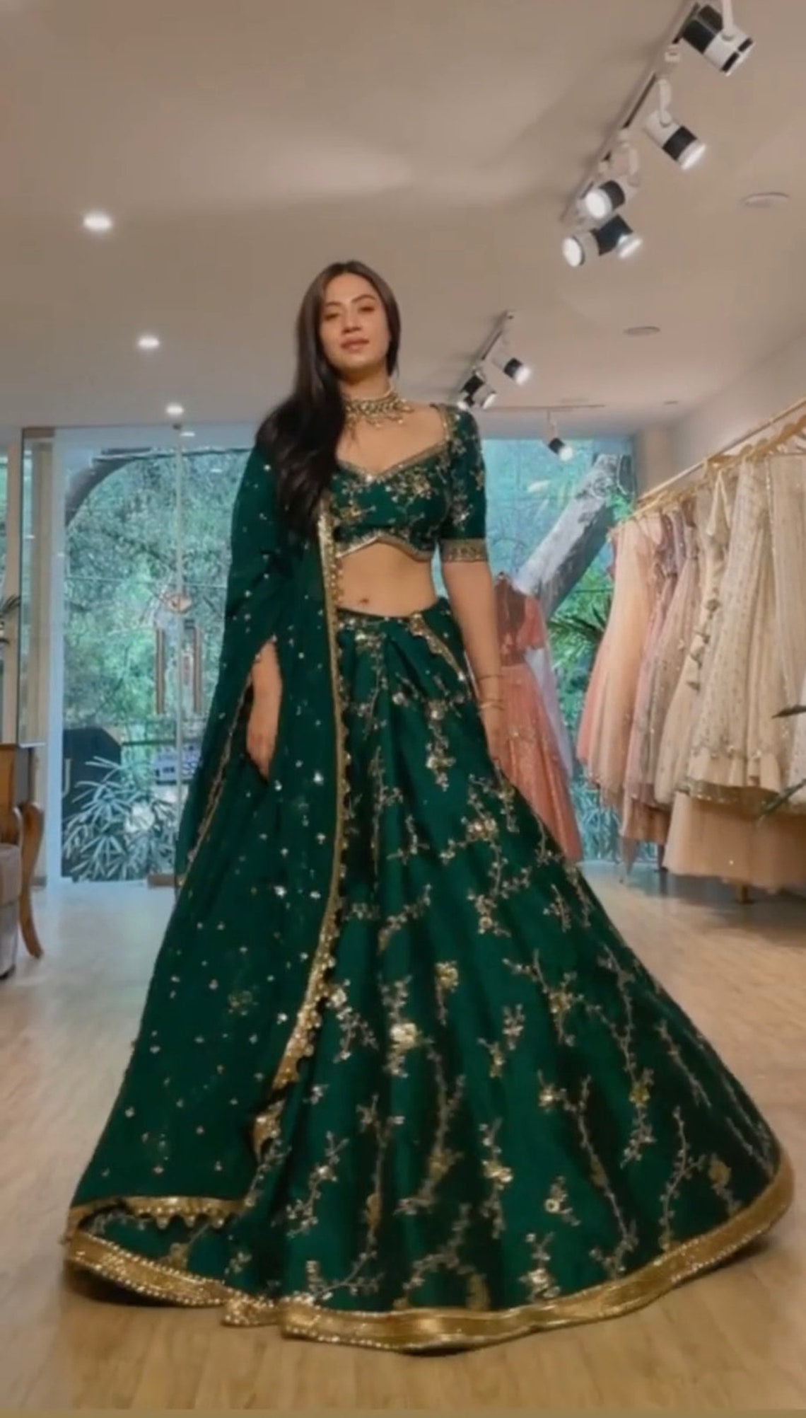 Indian Lehenga Night Green Lehenga Girl Indian Wedding Lengha - Etsy