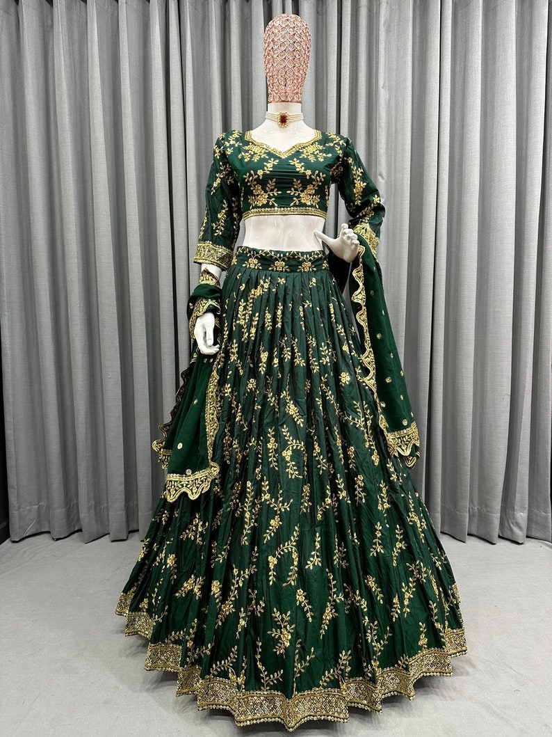 Indian Lehenga Night Green Lehenga Girl Indian Wedding Lengha - Etsy