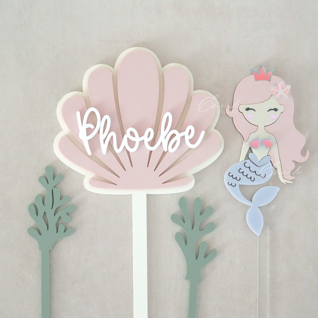 Personalized Mermaid Cake Topper Set | Birthday Cake Topper | Under the ...
