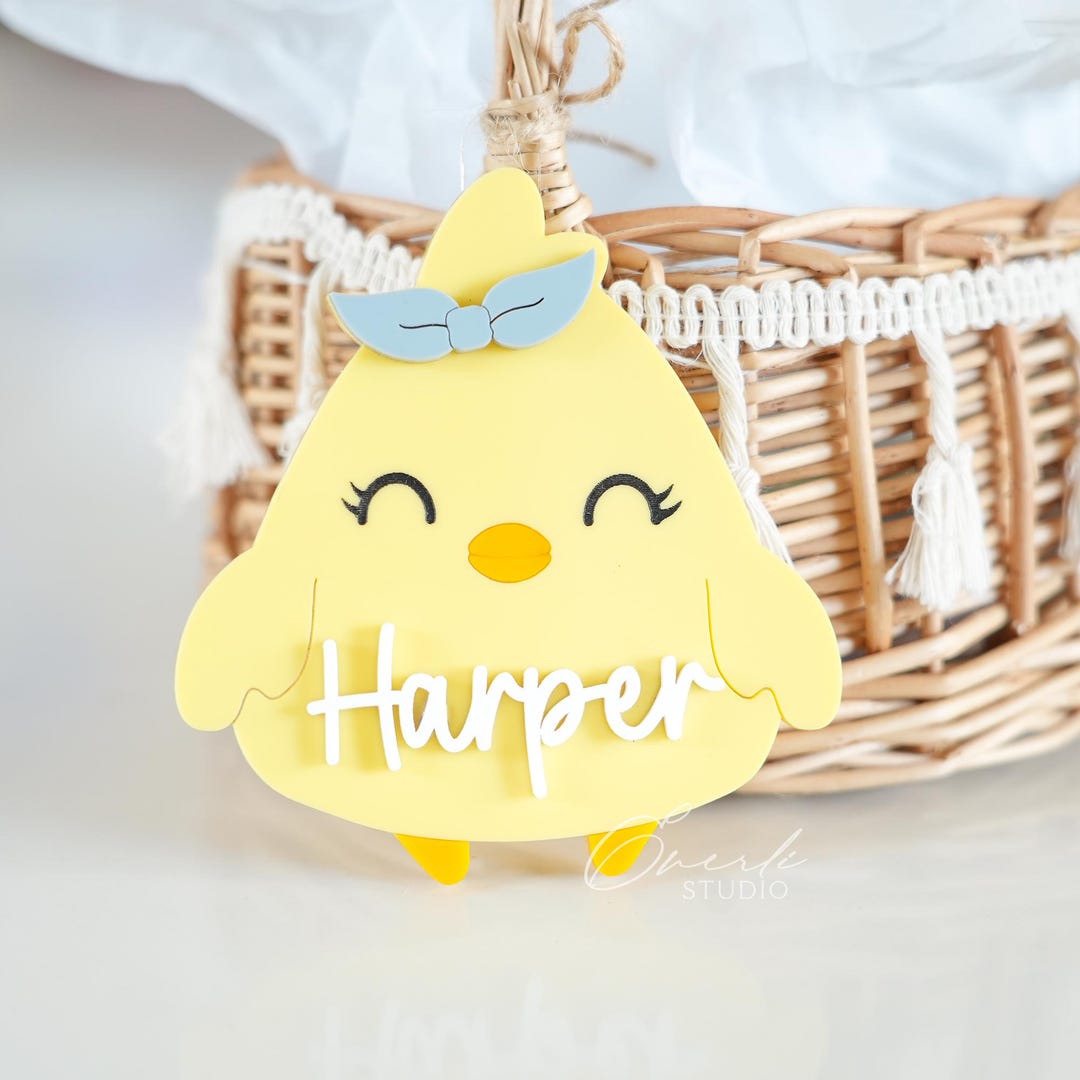 Personalized Easter Chick Basket Tag, 3D Easter Chick Tag, Easter Tags ...