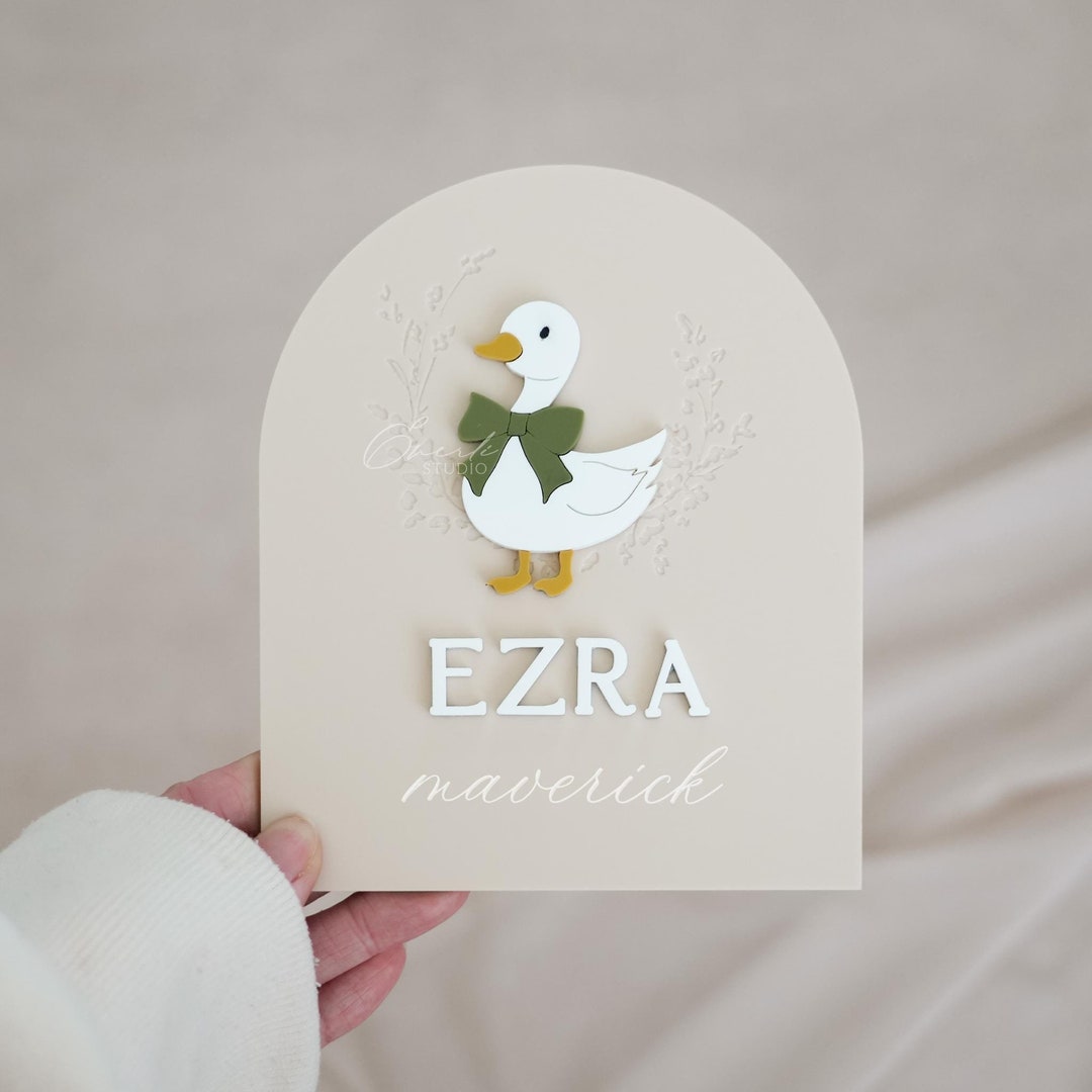 Duck Baby Name Announcement Sign, Baby Name Sign, Cottage Core Theme ...
