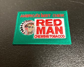 Vintage 1980's Red Man Chewing Tobacco Embroidered Iron on Patch - Etsy