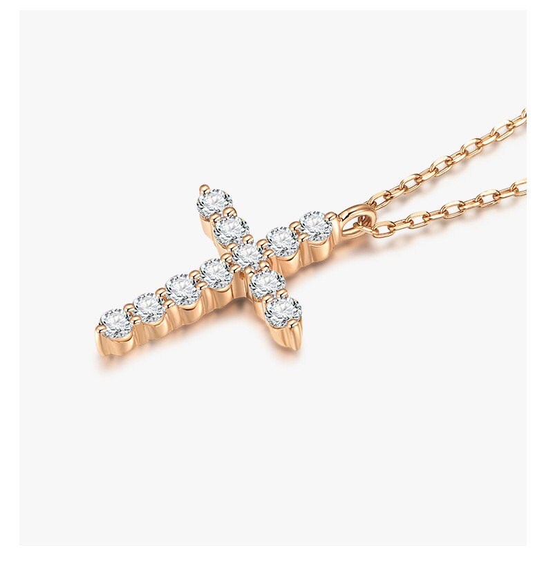 Holy Cross Pendant, 14k Gold Diamond Necklace, Dainty Diamond Cross ...