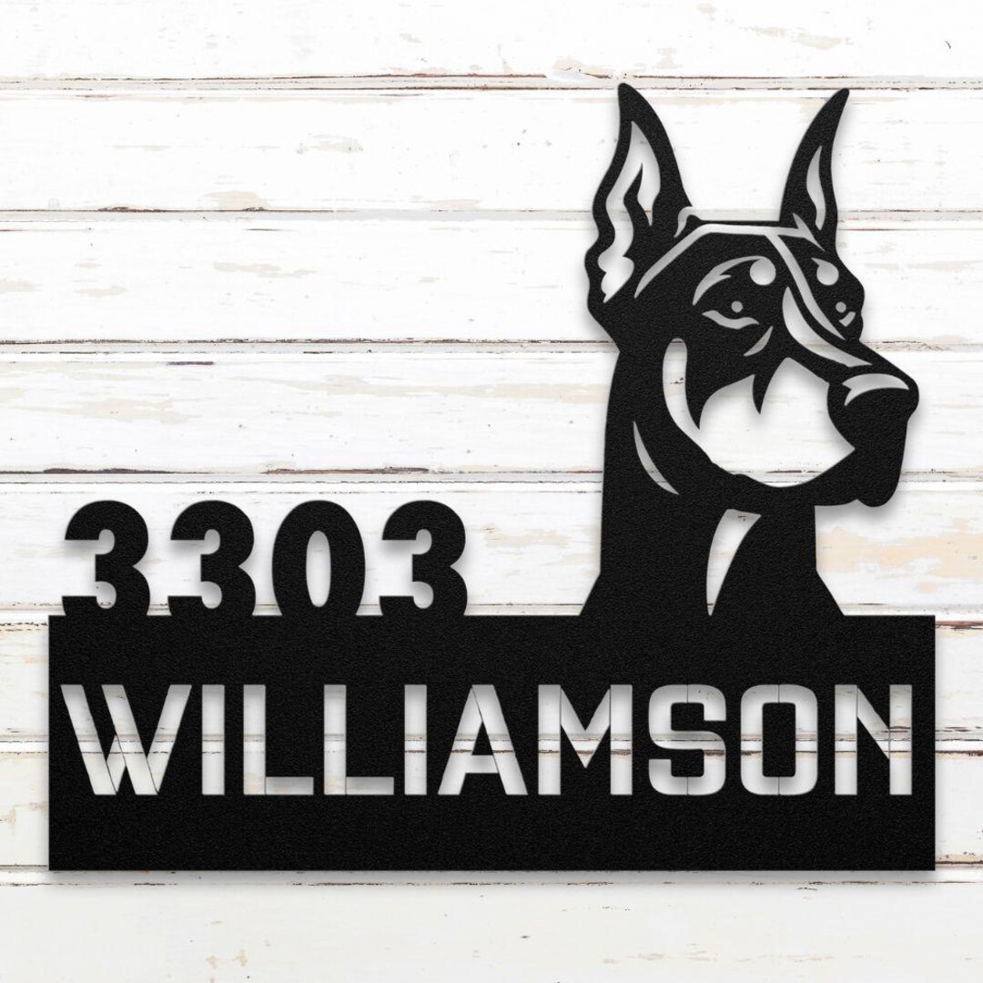 Personalized Doberman Metal Address Sign, American-made Gift for Dog ...