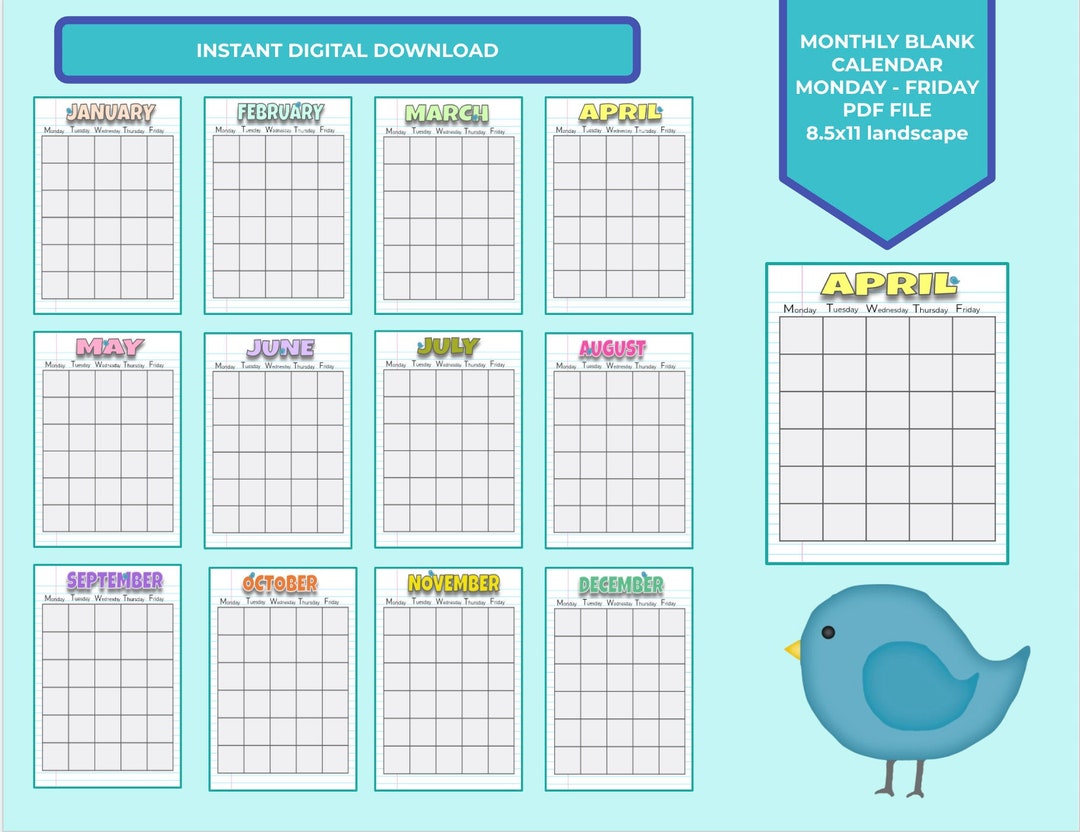 Calendar Template - Etsy