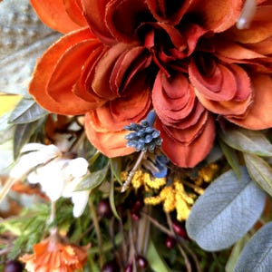 Fall Rustic Wreath Farmhouse Grapevine Artificial Rust Colored Dahlias ...