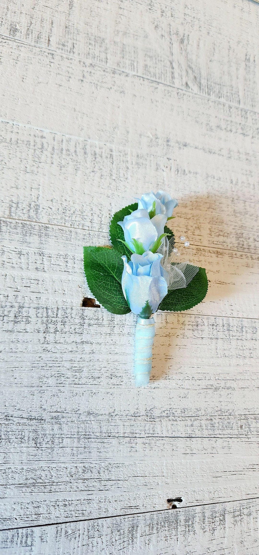 Elegant Light Blue Silk Rose Boutonniere for Prom, Weddings, and ...