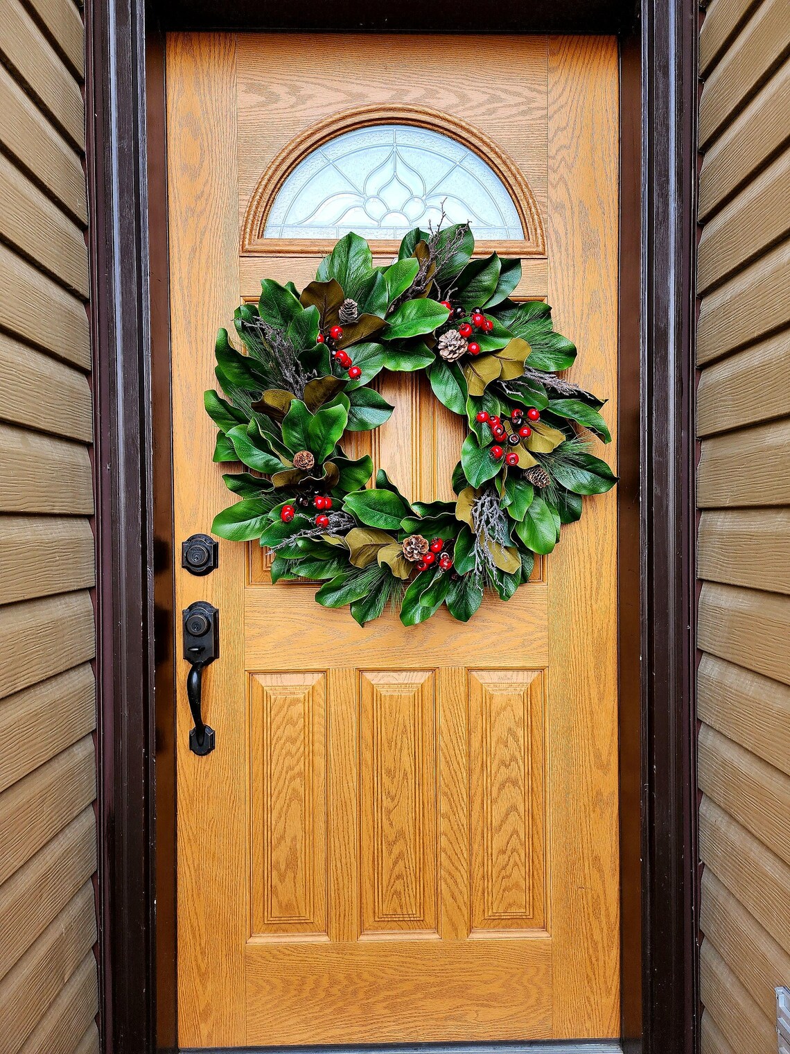 Extra Large Magnolia Leaf Christmas Wreath: Holiday Berry Grapevine ...