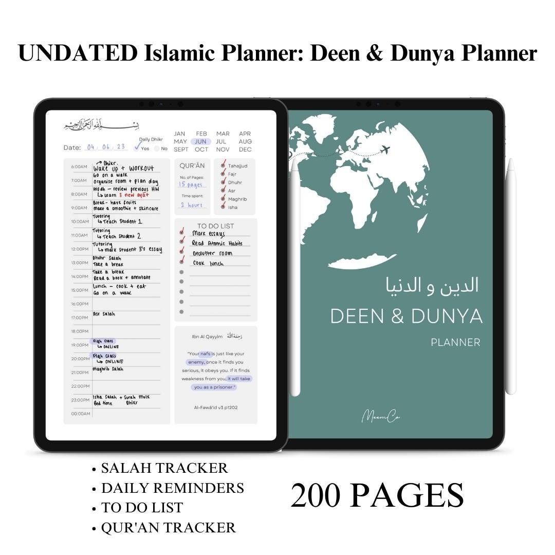 Deen and Dunya Islamic Digital Planner, Goodnotes Planner, UNDATED ...