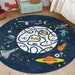 Space Themed Round Rug Non-slip Circle Rug Educational Rug - Etsy