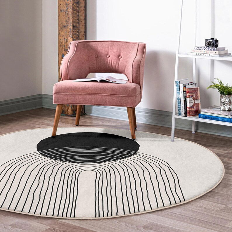 Abstract Round Rug Non-slip Circle Rug Washable Abstract - Etsy