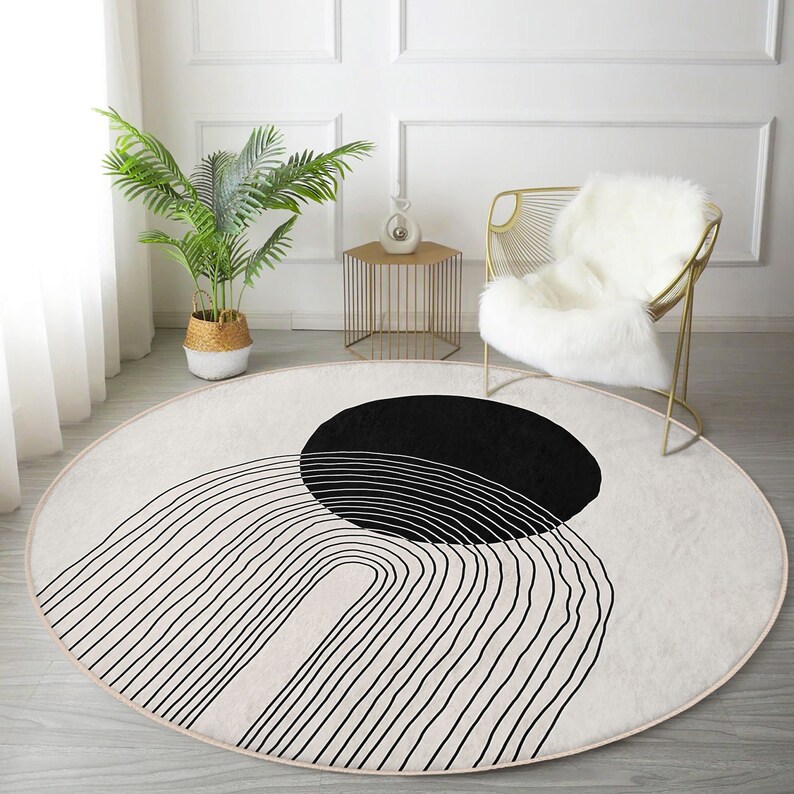 Abstract Round Rug Non-slip Circle Rug Washable Abstract - Etsy