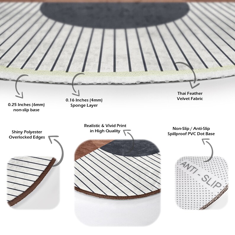 Abstract Round Rug Non-slip Circle Rug Striped Anti Slip - Etsy