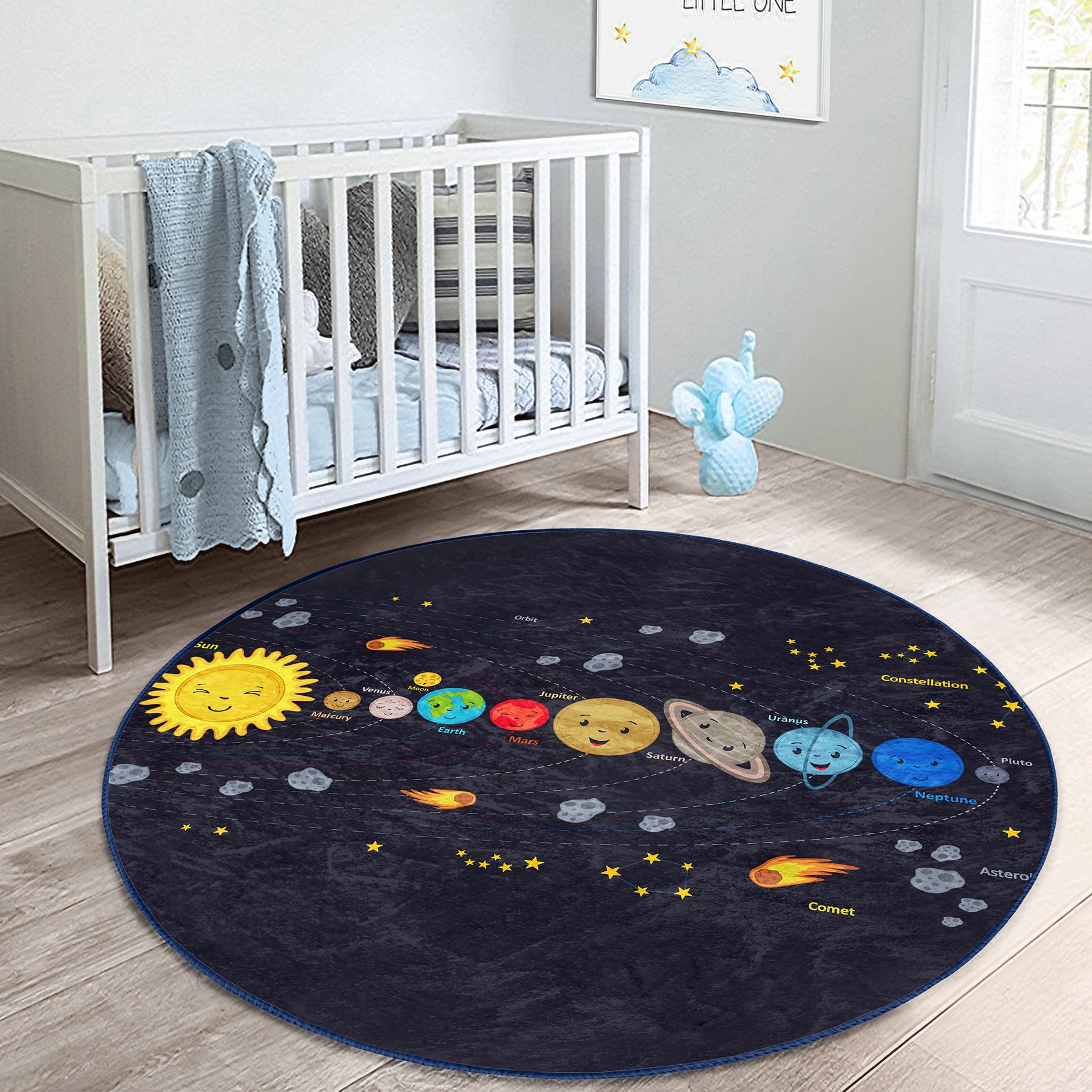 Solar System Round Rug Non-slip Planet Circle Rug - Etsy