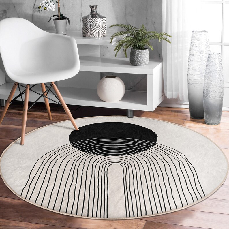 Abstract Round Rug Non-slip Circle Rug Washable Abstract - Etsy