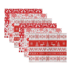 Set of 6 Christmas Themed Placemats, Merry Christmas Placemat With Deer ...