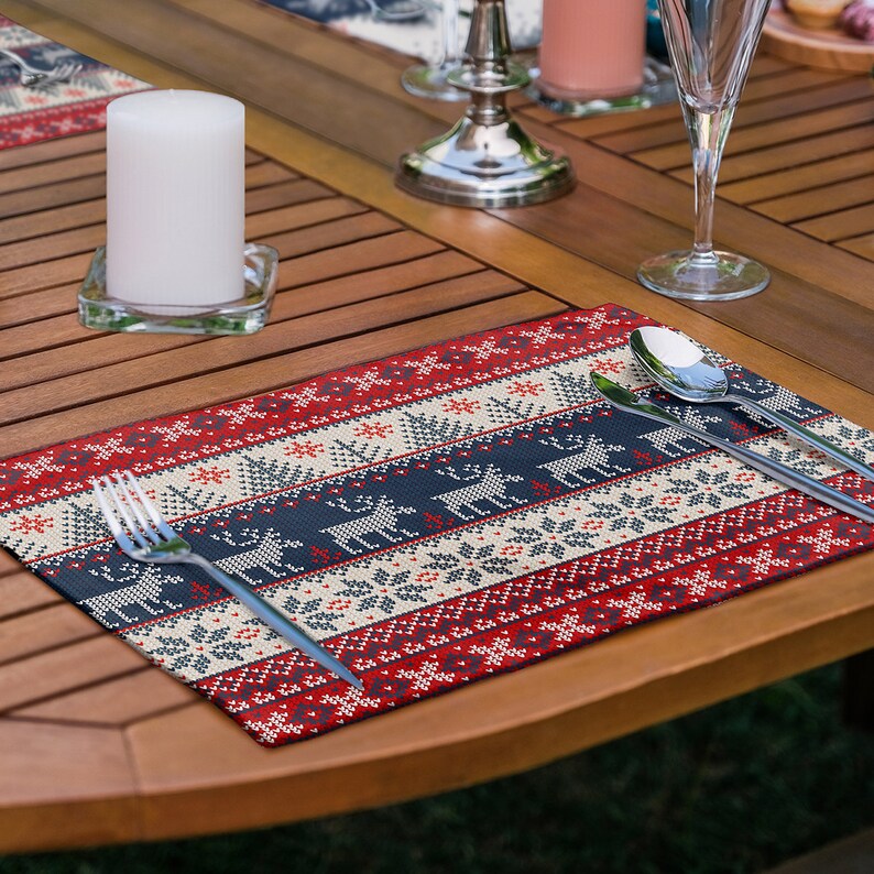 Set of 6 Christmas Themed Placemats Christmas Table Placemat - Etsy