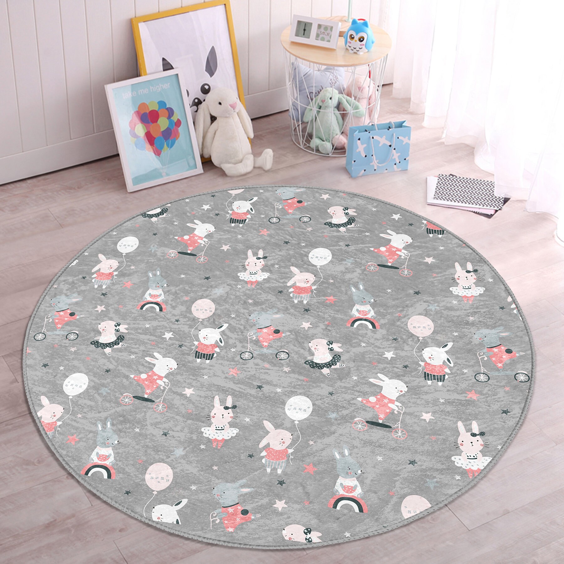 Cute Rabbit Kids Rug Bunny Nursery Area Rug Sweet Animals - Etsy