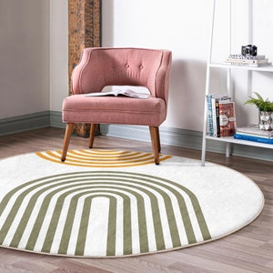 Abstract Round Rug Non-slip Circle Rug Striped Anti Slip - Etsy