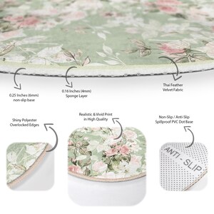 Green & Pink Floral Area Rug Blossom Floor Mat Spring Rug - Etsy
