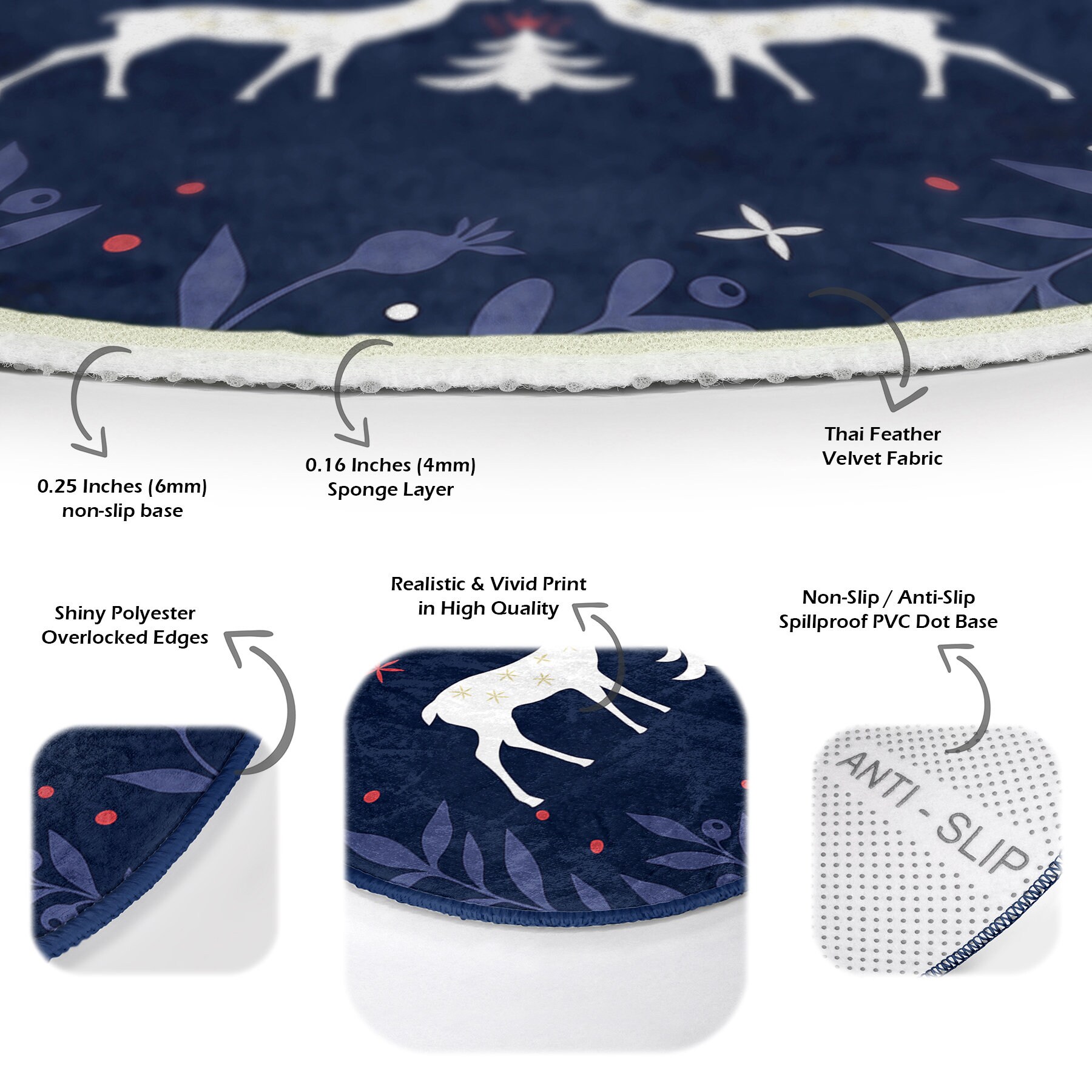 Christmas Reindeer Round Area Rug Santas Reindeers Carpet - Etsy