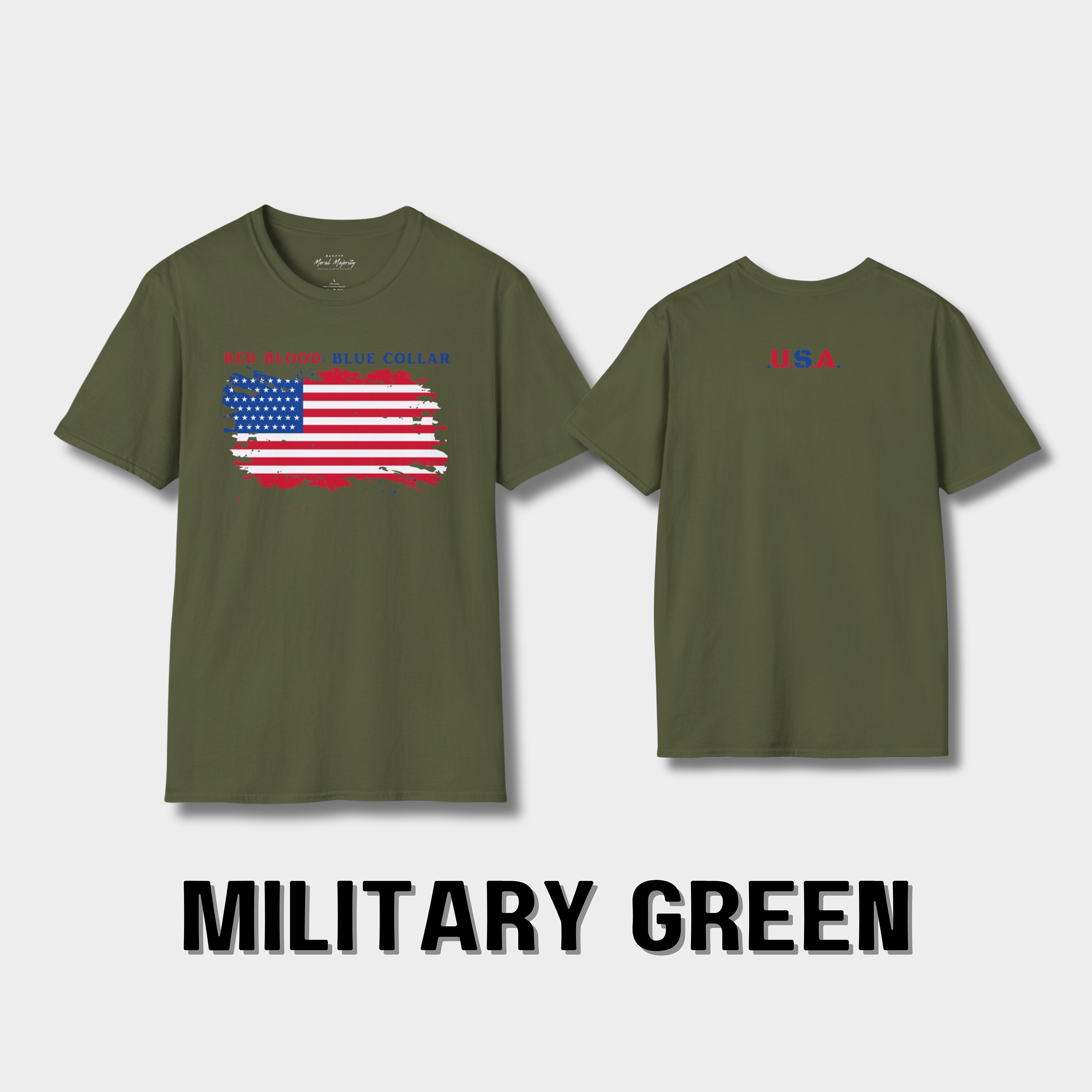 Red Blood Blue Collar T-shirt American Pride Wear Patriot Tee Right ...