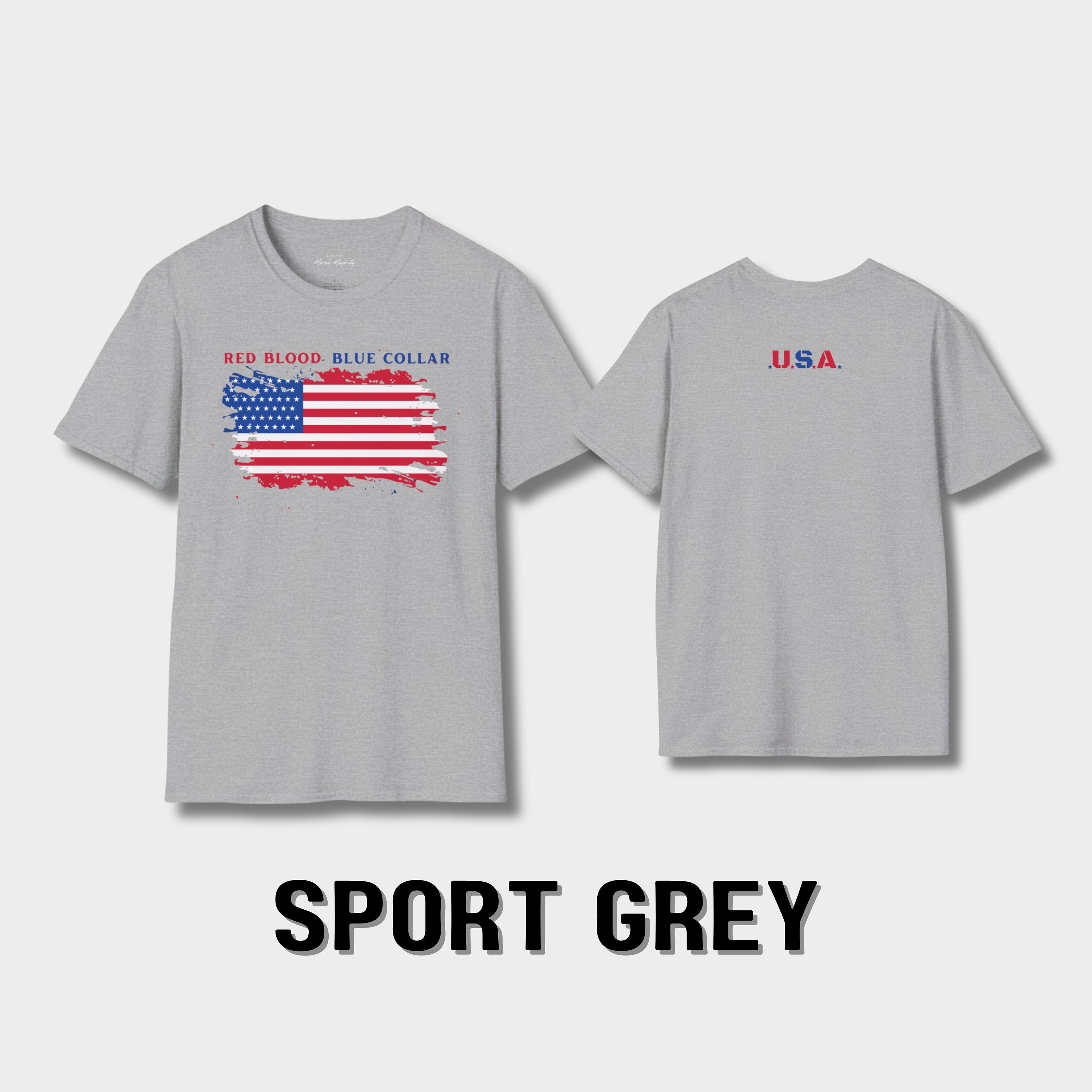 Red Blood Blue Collar T-shirt American Pride Wear Patriot Tee Right ...