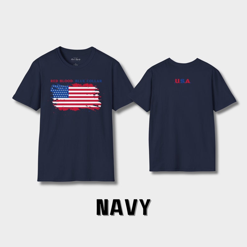 Red Blood Blue Collar T-shirt American Pride Wear Patriot Tee Right ...