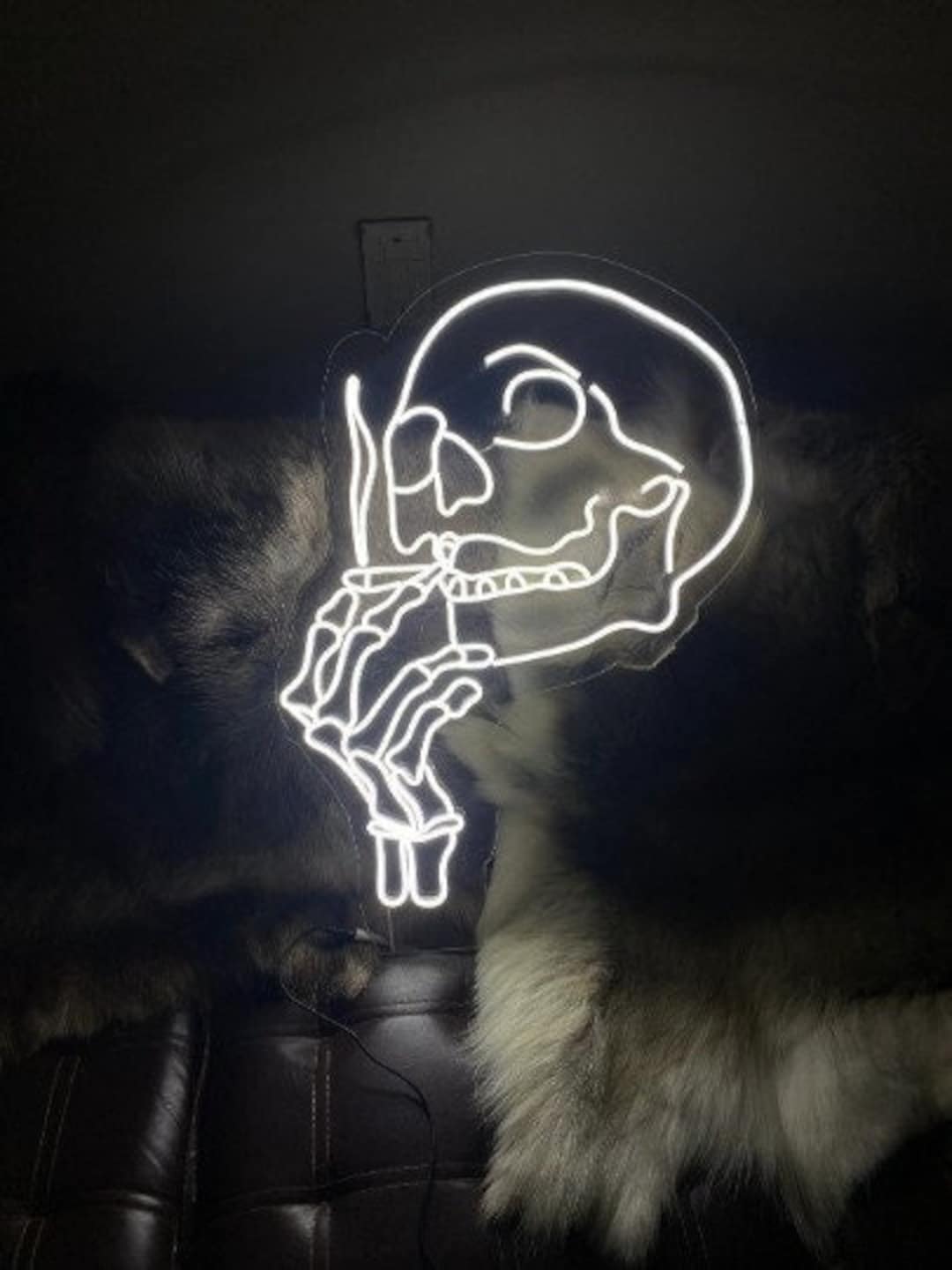 Smoking Skull Head Neon Sign Wall Art Decor Skull Neon Sign LED Neon ...