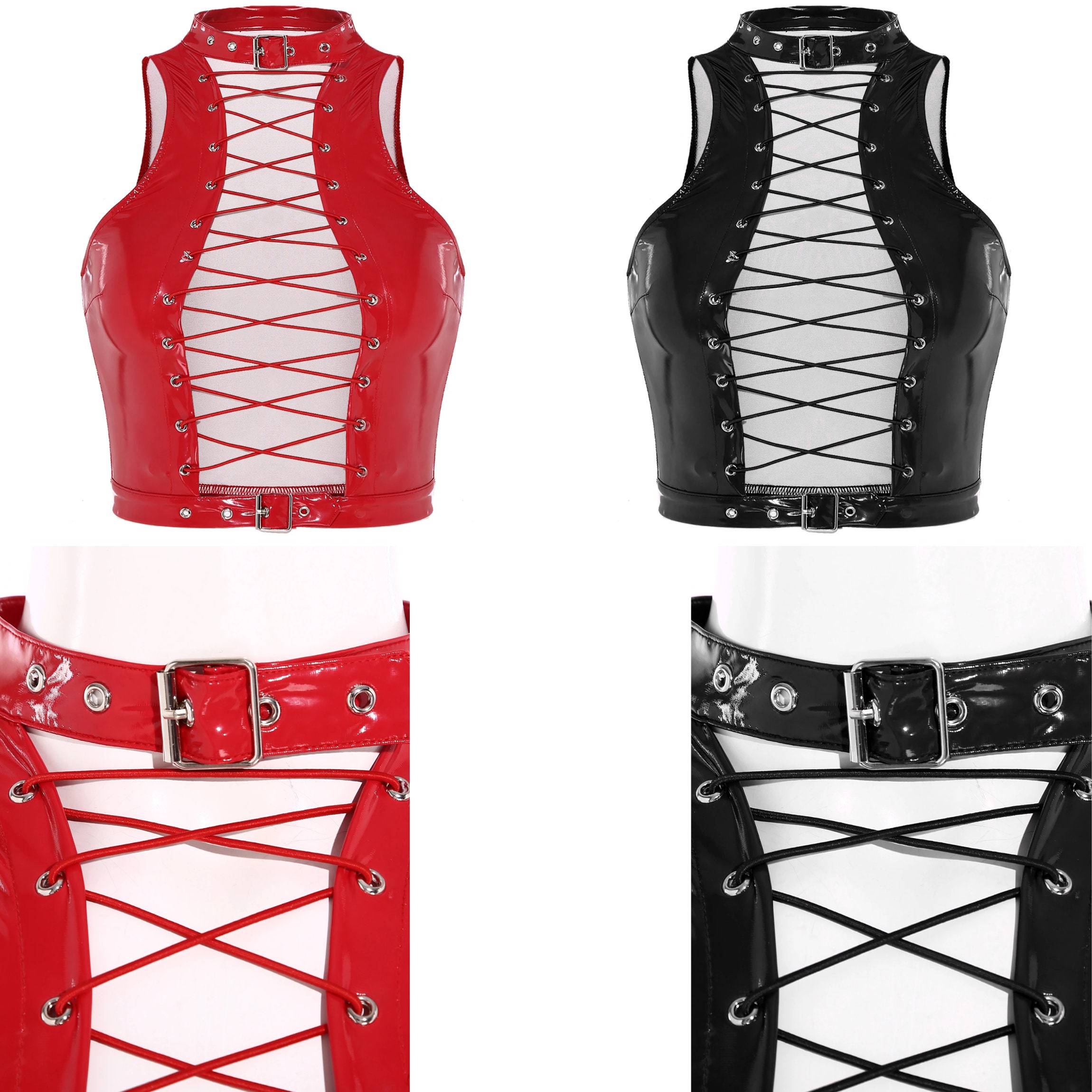 Steampunk Leather Corset Top, Lace up Corset Vest Women, Goth Bustier ...