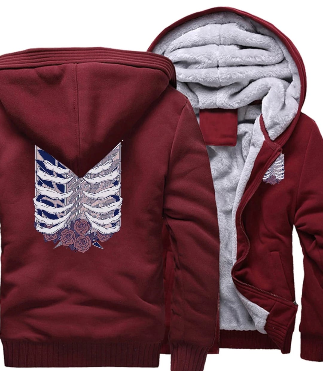 Attack on Titan Hoodie & Jacket, Sweater Red With Zipper, Wings of ...