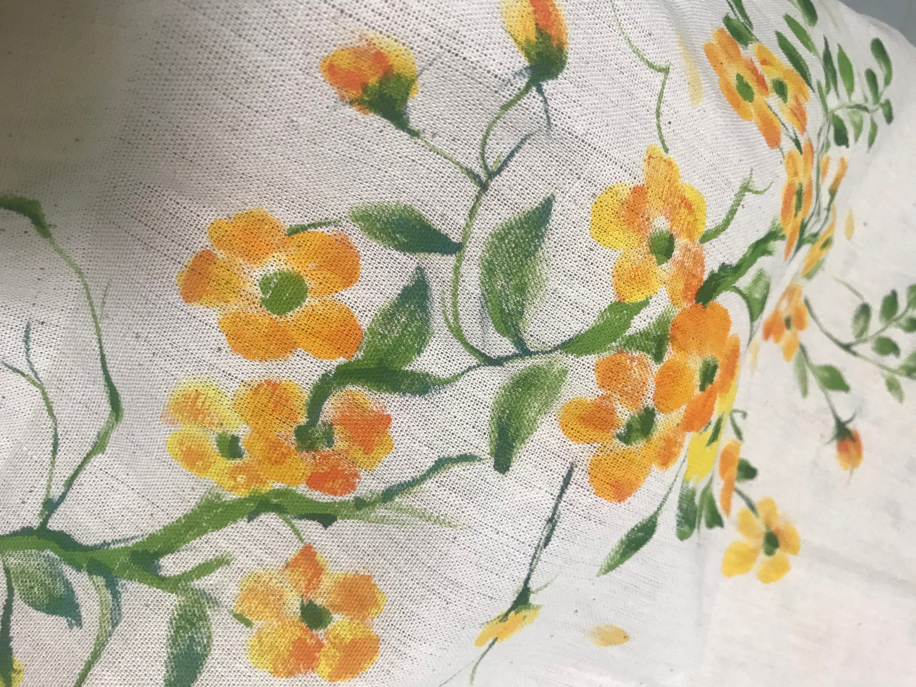 Beautiful Cotton Shawl With Hand Drawn Flowers - Etsy