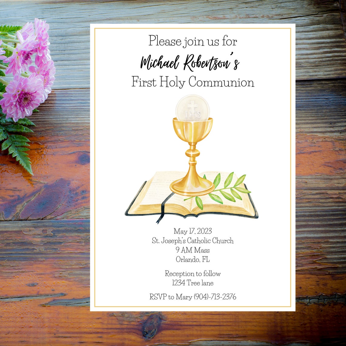 First Holy Communion Invitation Digital Download 1st Communion Invite ...