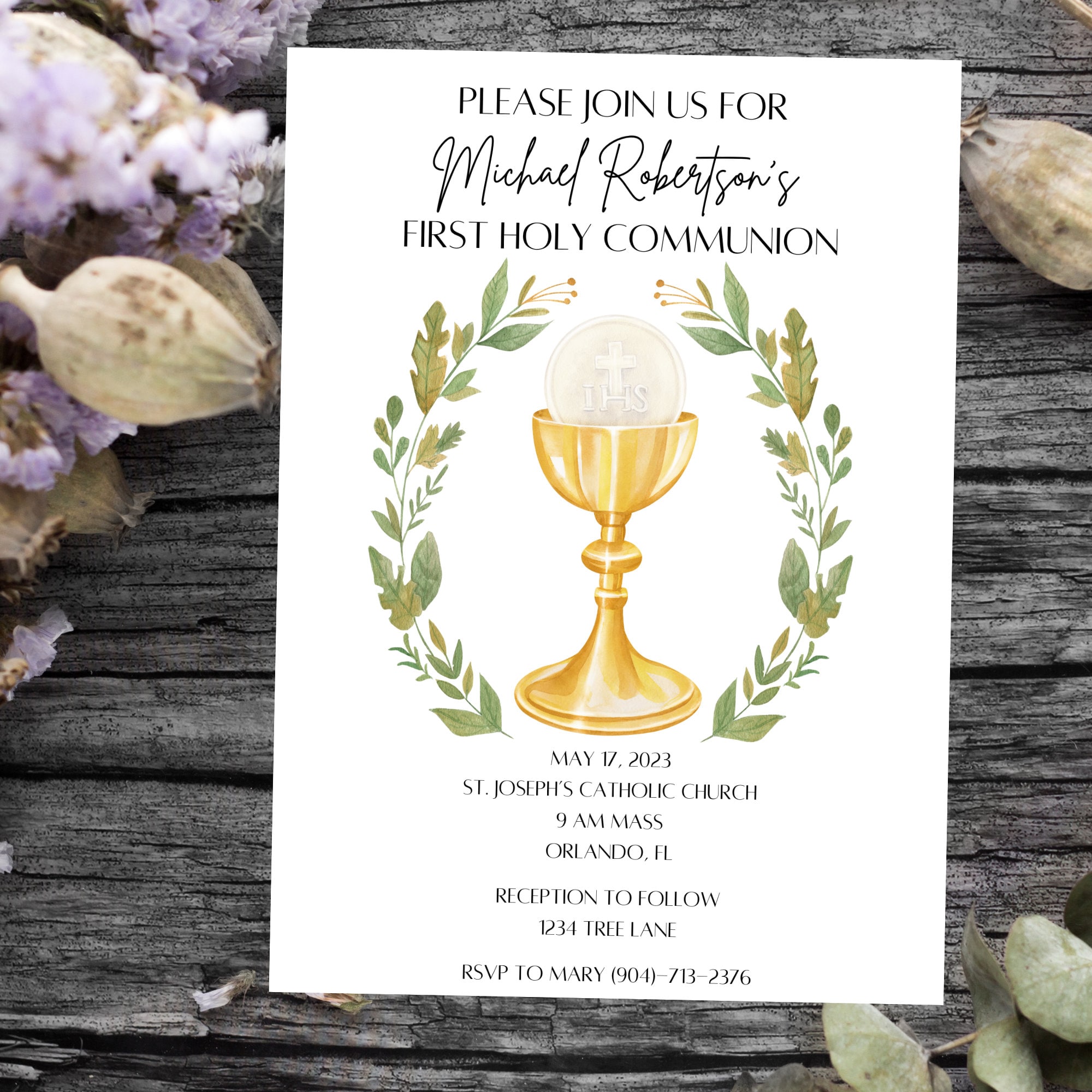 Traditional First Communion Invitation - First Holy Communion - 1st ...