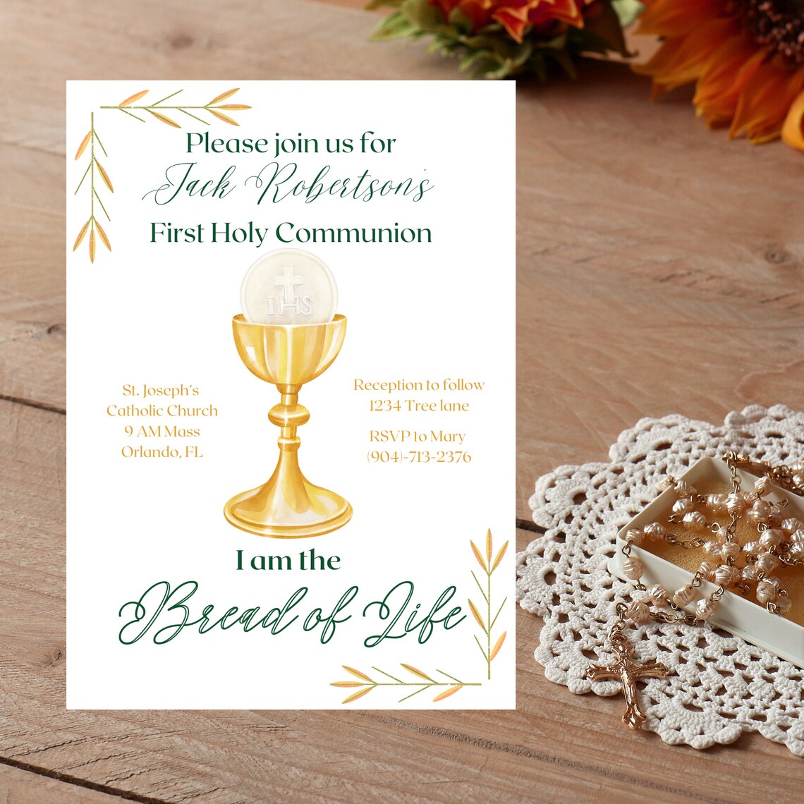 First Communion Chalice and Host Invitation - Catholic First Holy ...