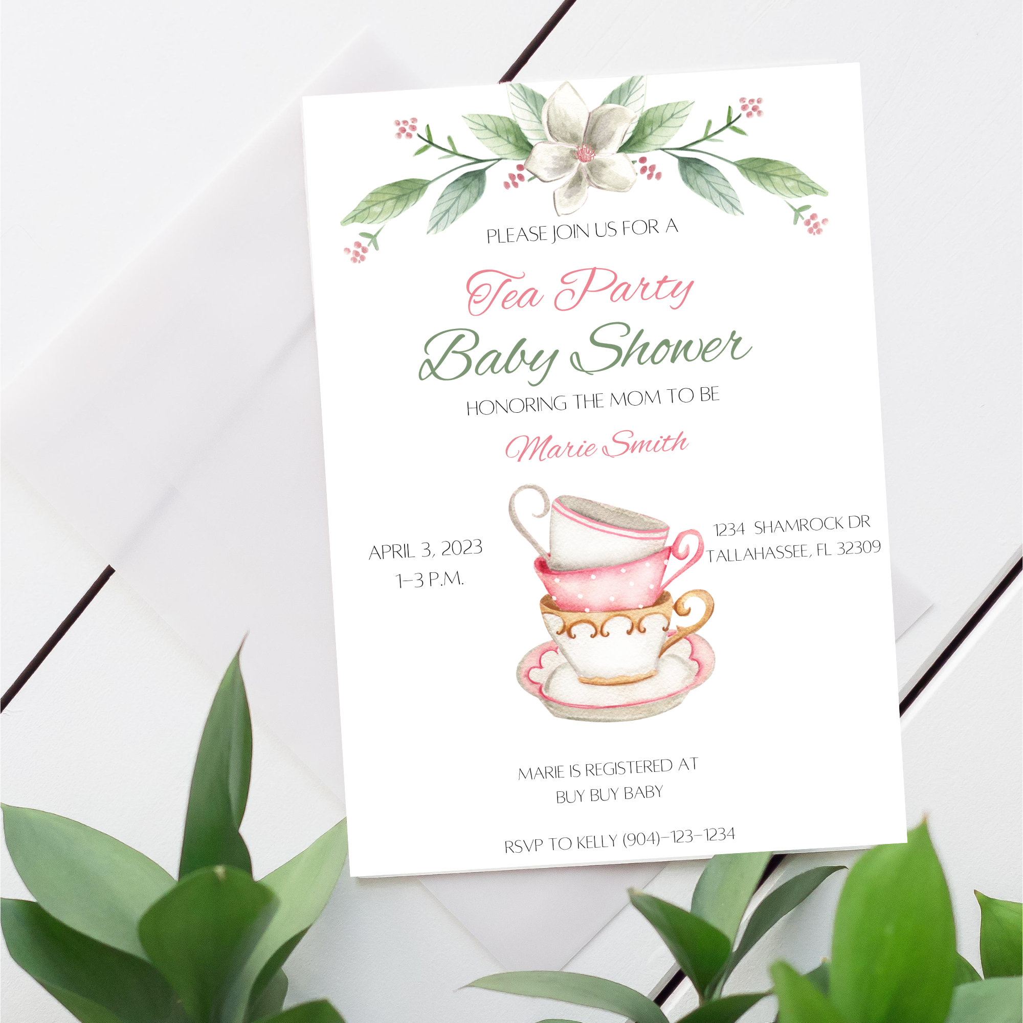 Tea Party Baby Shower Invitation Tea Cup Baby Shower - Etsy