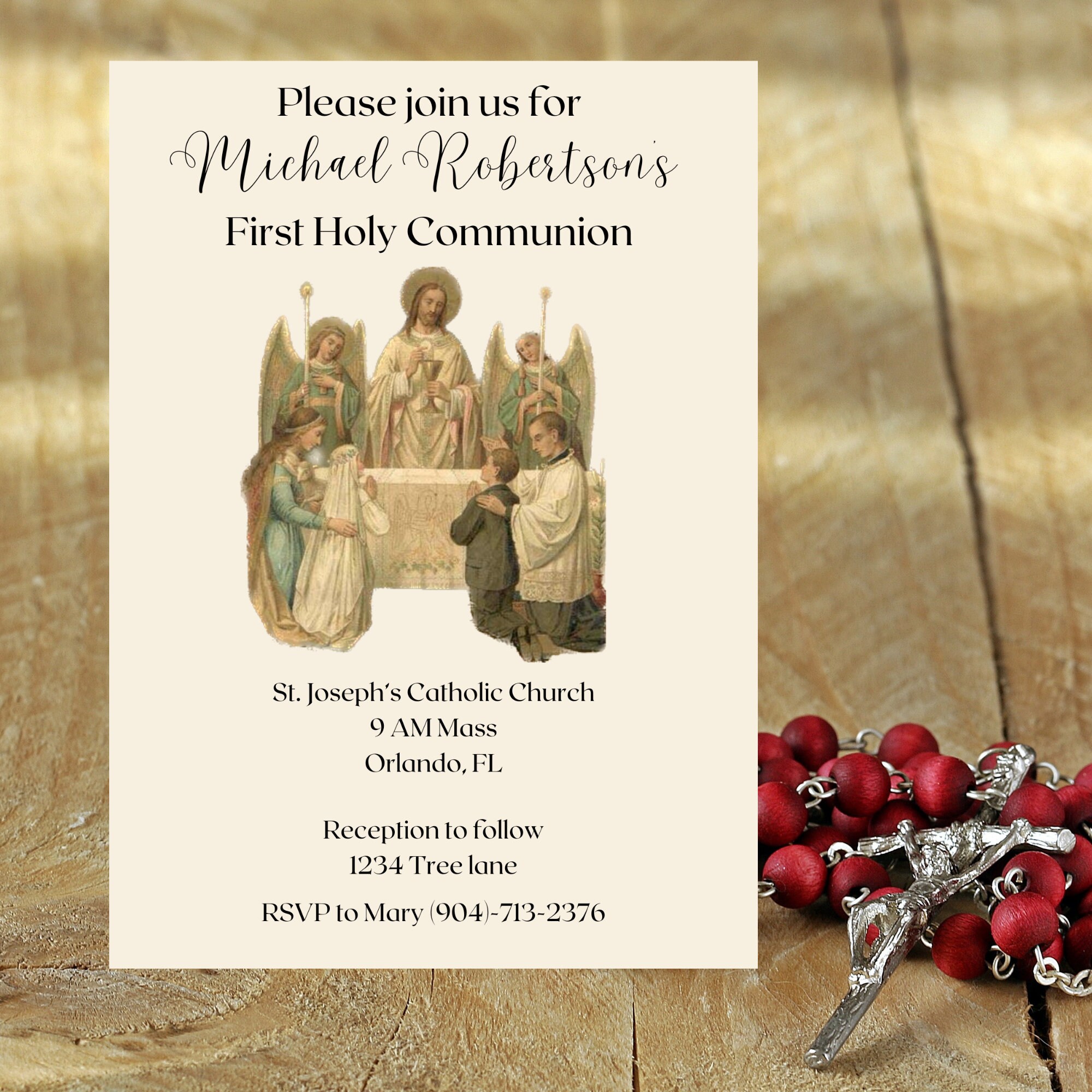 Traditional First Holy Communion Invitation - 1st Communion Invite ...